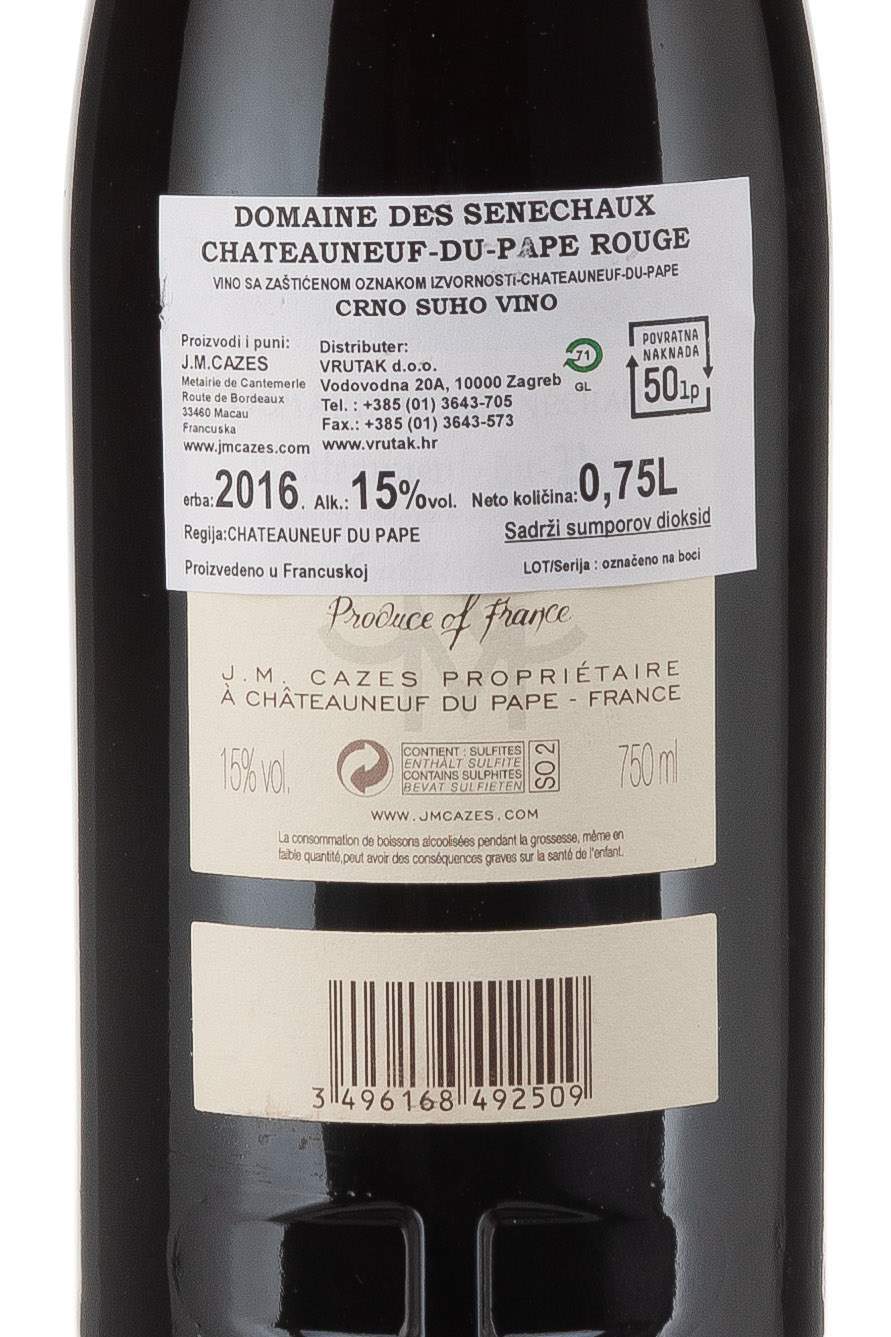 Vrutak | *CHATEAUNEUF DU PAPE ROUGE JM CAZES SENECHAUX 0.75L ZOI SUHO ...