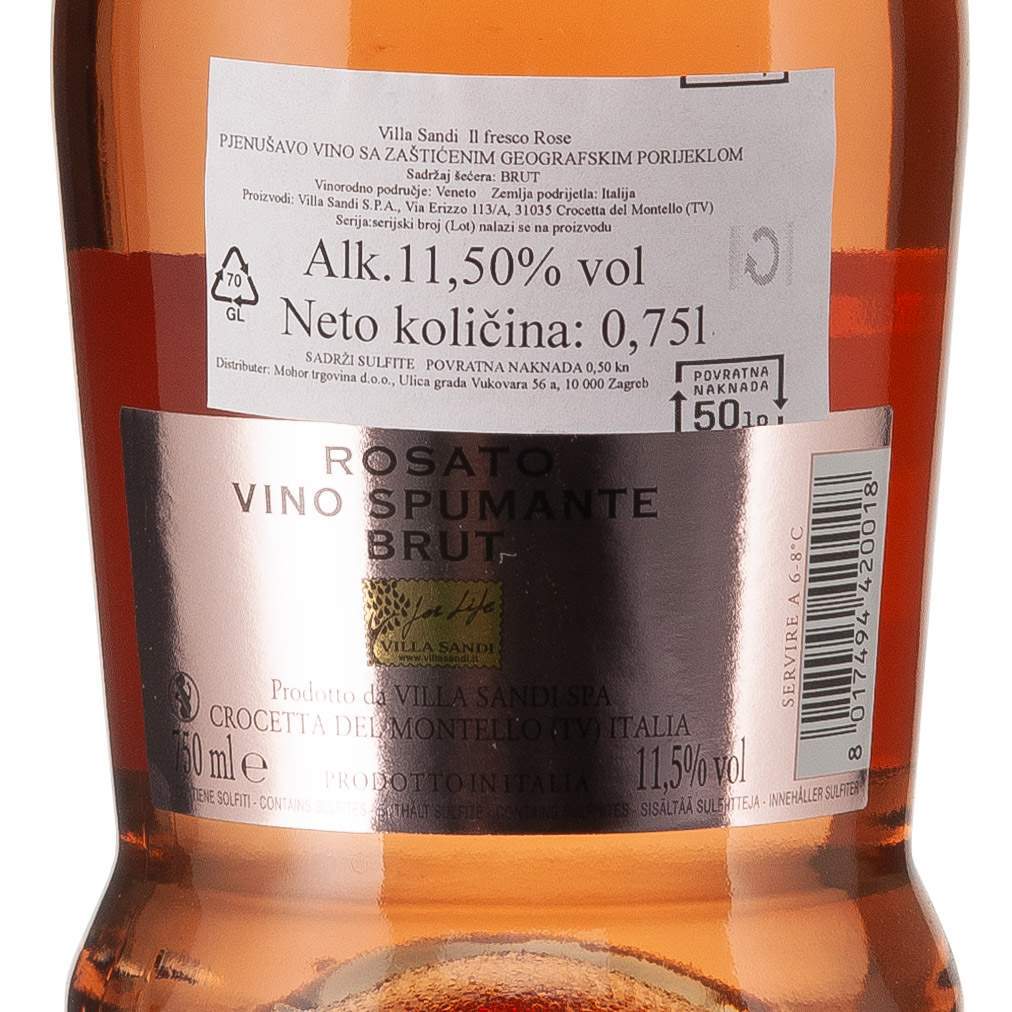 Vrutak | N-*PJENUŠAC PROSECCO VILLA SANDI IL FRESCO ROSE 0.75L ZOI BRUT ...