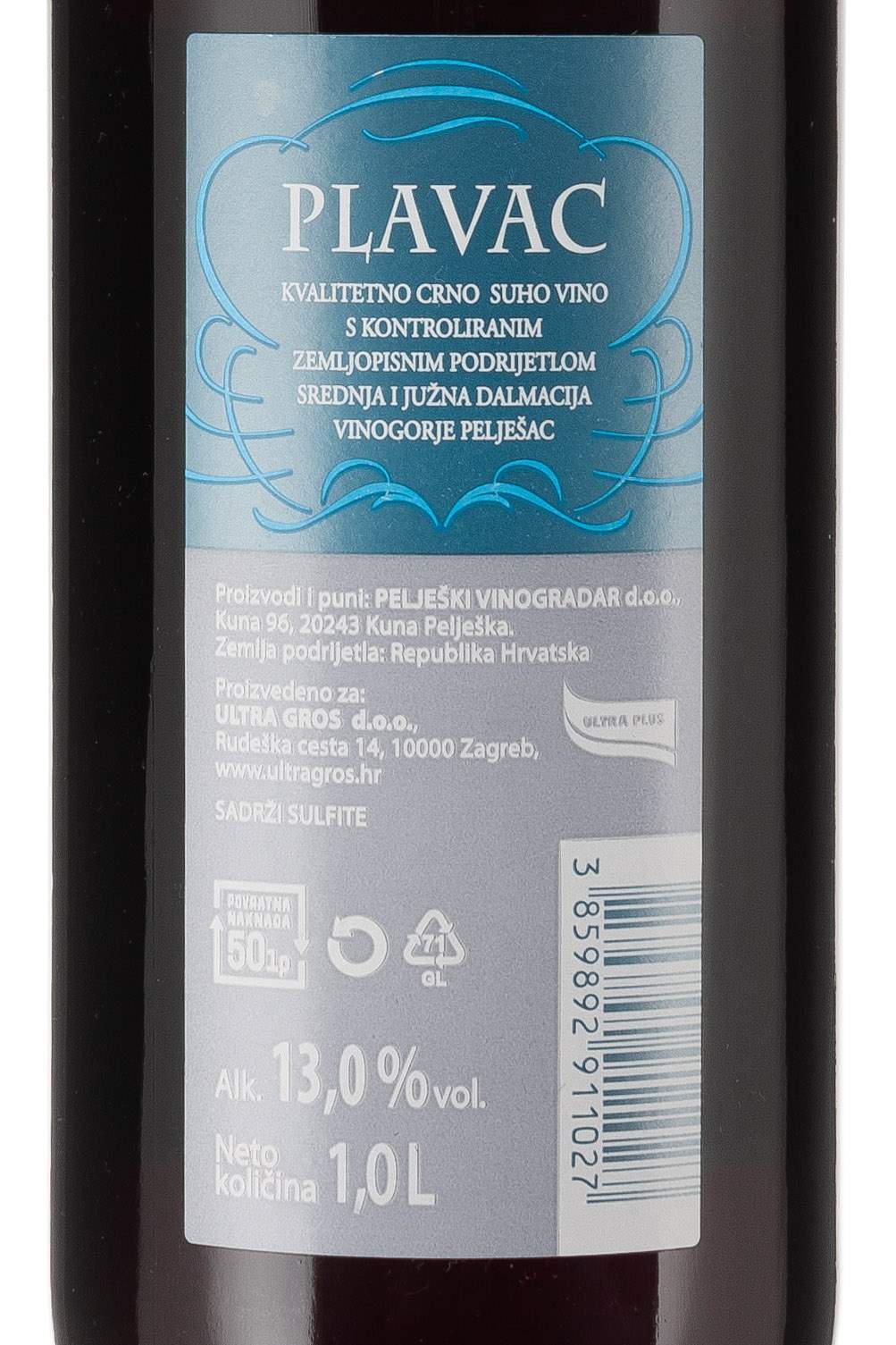 Vrutak | *PLAVAC PELJEŠKI ULTRA 1L 12,5% KV SUHO 2023