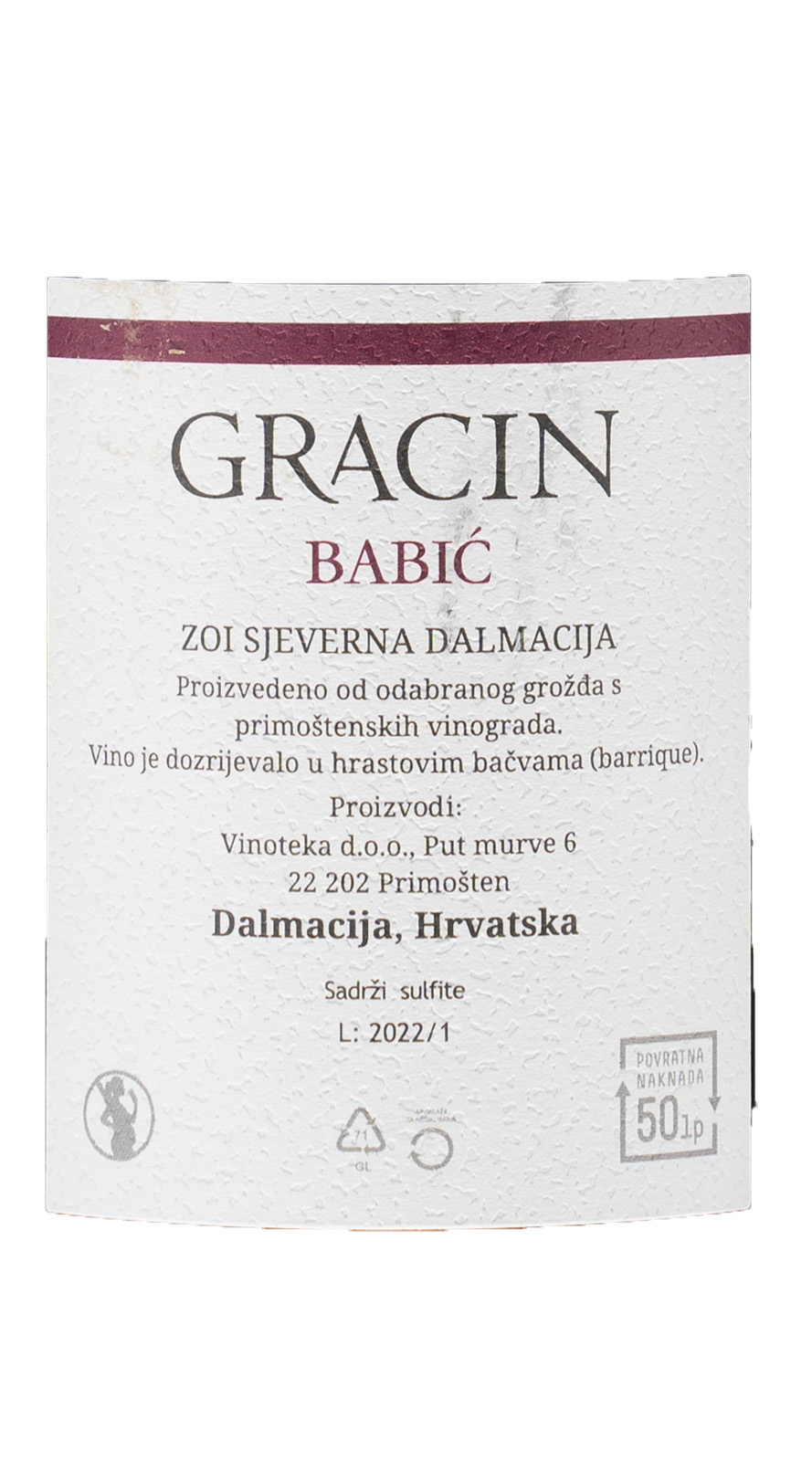 Vrutak | *BABIĆ GRACIN 0.75L VRH SUHO 2022